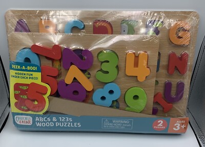 Chuckle & Roar ABC's & 123's Wooden Puzzles Alphabet Counting Numbers ...