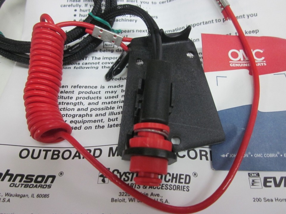 EVINRUDE JOHNSON 20 THRU 50 HP TILLER HANDLE STOP SWITCH KILL SWITCH ...