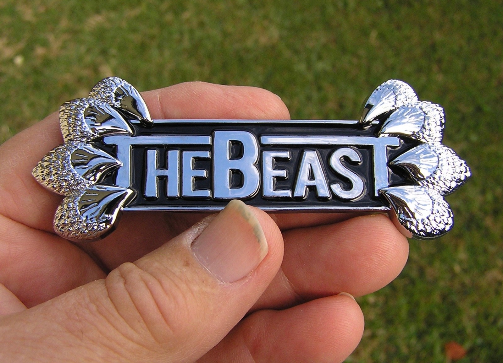 THE BEAST BIKE EMBLEM Chrome Metal Badge *NEW & UNIQUE fits Harley ...