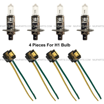 4pcs H1 Bulbs with 4pcs 2 Wire 2 Pin Female Un Connect Pigtail Wire ...
