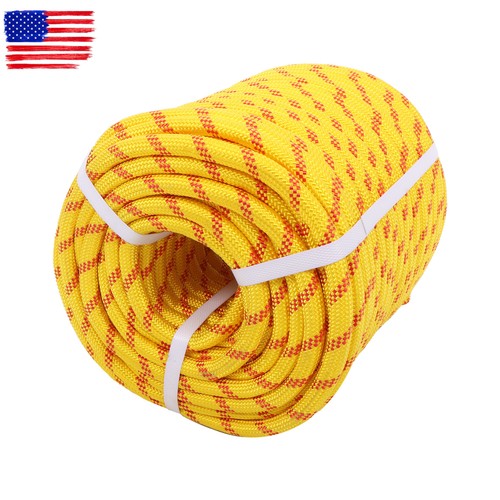 48 Strands Braided Arborist Rigging Rope Strong Polyester Rope 1/2" × ...