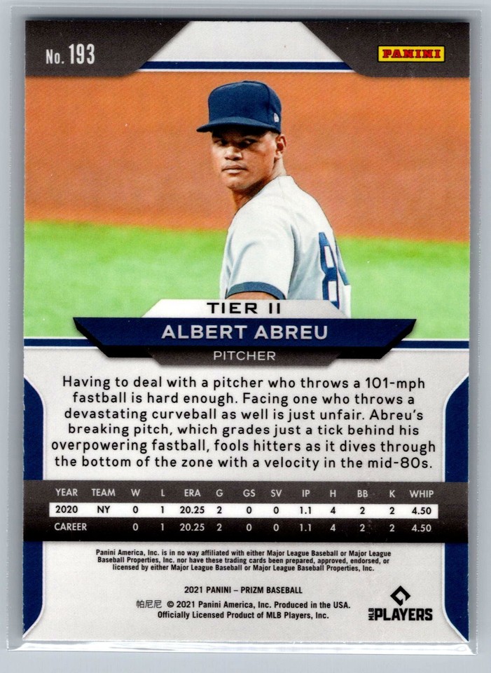 2021 Panini Prizm Baseball #193 Albert Abreu RC New York Yankees | eBay