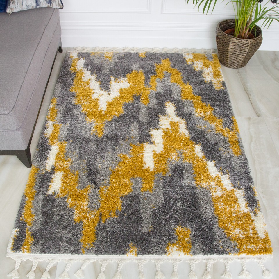 Ochre Mustard Yellow Gold Bright Large Area Rug Rugs for Living Room ...