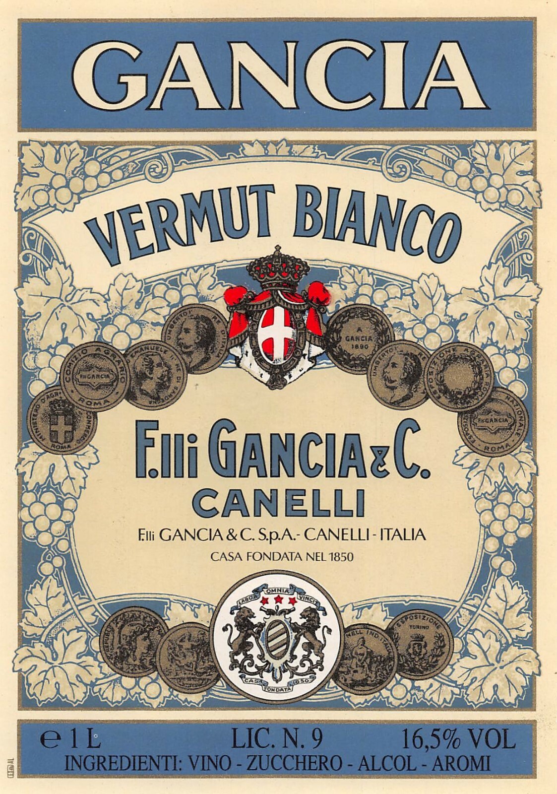01686 "VERMUT BIANCO - F.LLI GANCIA & C. - CANELLI" ORIG.LABEL | eBay