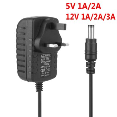 Mains Transformer 5V 12V 1A 2A 3A Charger Power Supply UK Plug AC/DC ...