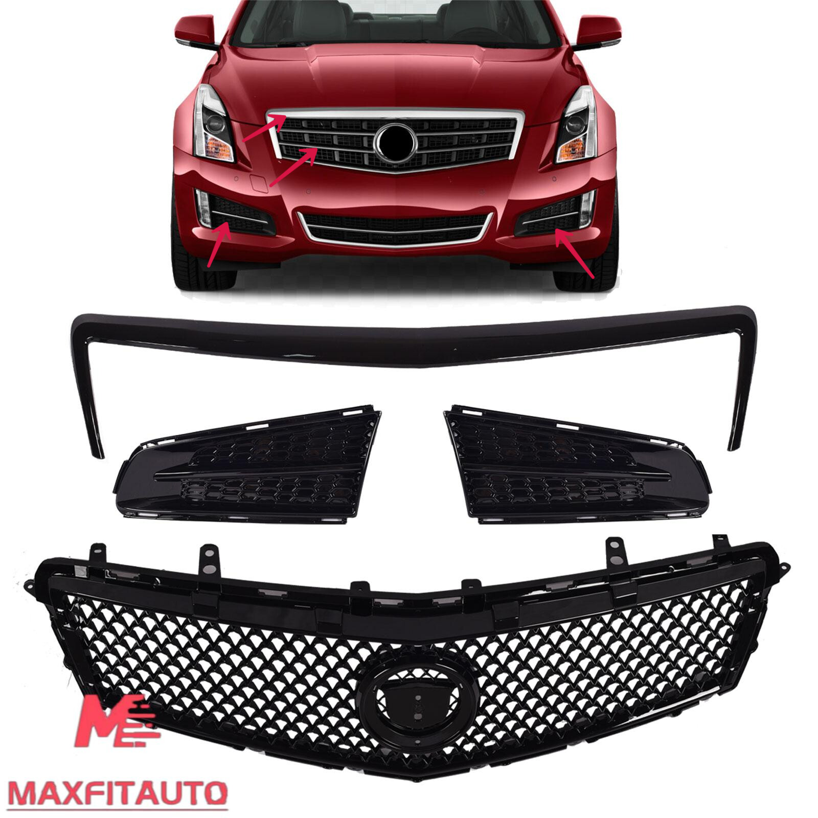 For Cadillac ATS 2013-2014 Front Grille/Front Trim Molding/Fog Lamp ...