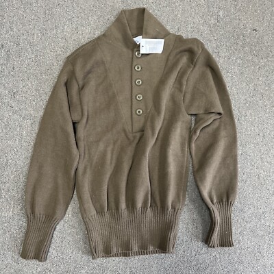 GI MILITARY BROWN MENS 100% ACRYLIC SWEATER OD 5 BUTTON WOOLY TOP JEEP ...