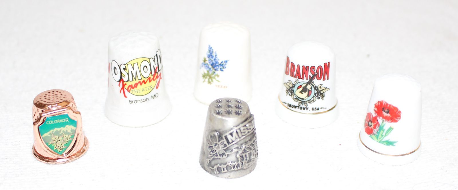 Set of Six Collectible Thimbles Porcelain & Metal | eBay