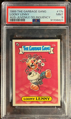 1989 The Garbage Gang #17b Loony Lenny Australia PSA 9 MINT Sticker ...