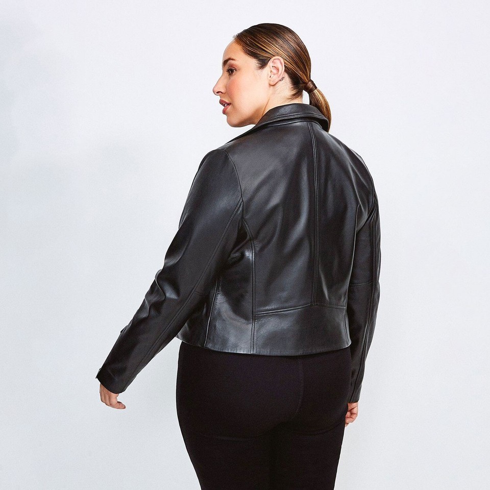 Custom Tailored Leather Jacket Women Plus Biker Black Lambskin Made to ...