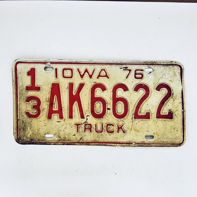 1976 United States Iowa Calhoun County Truck License Plate 13 AK6622 | eBay