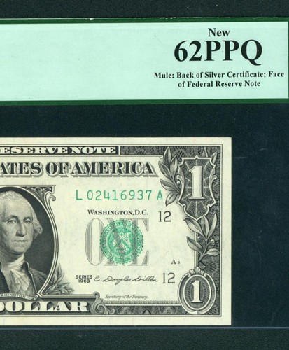 Fr. 1900-L $1 1963 MULE: Back Silver Cert; Face Federal Reserve (PCGS ...