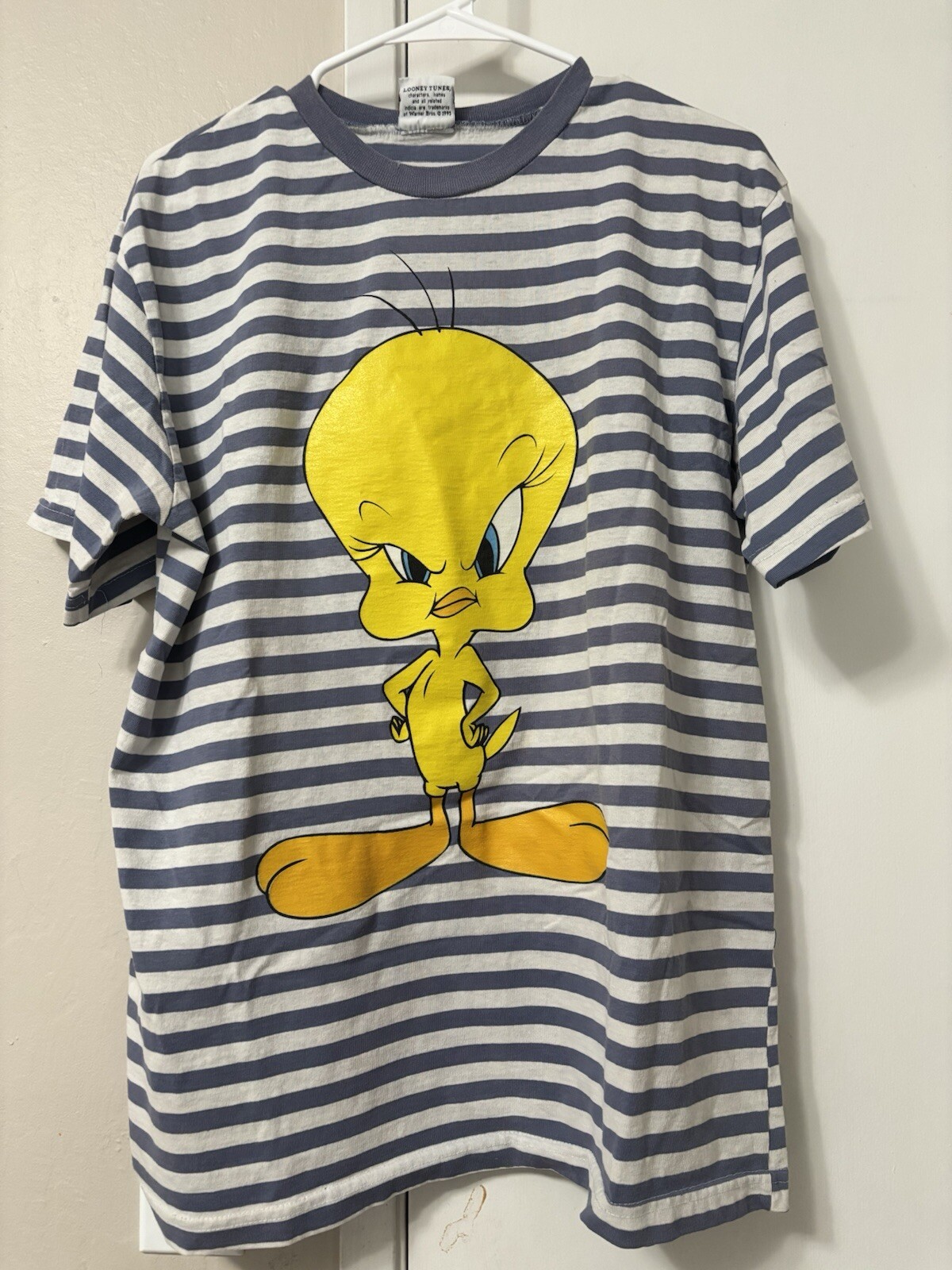 1995 Official Looney Toons Tweety Bird Blue Striped S… - Gem