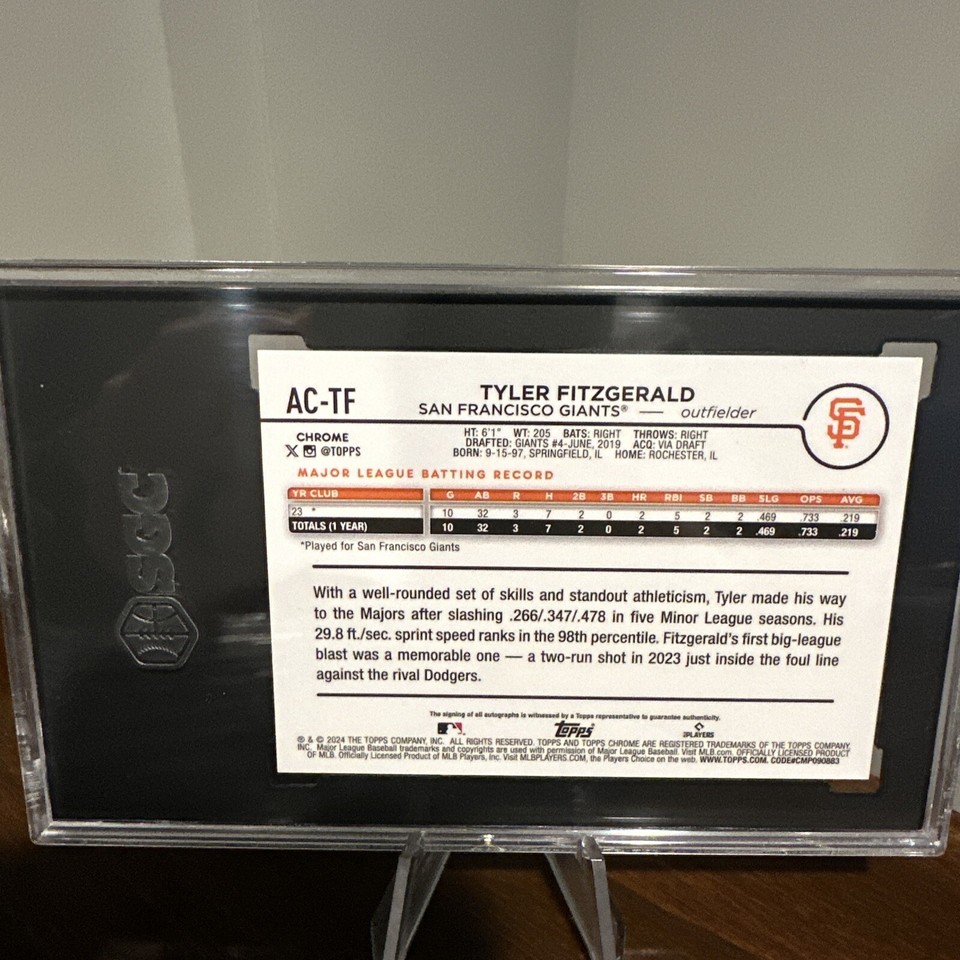 2024 Topps Chrome Update TYLER FITZGERALD RC SGC 9 AUTO 10 Giants | eBay