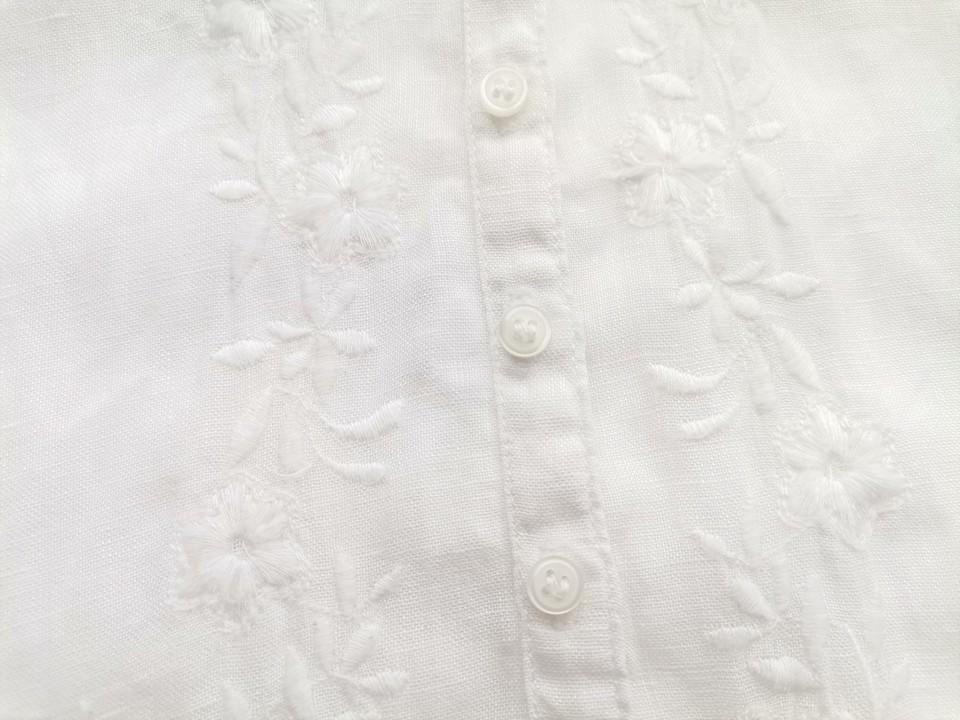 MARKS&SPENCER Womens Buttoned Shirt Blouse 14/16 (42) White Linen Short ...