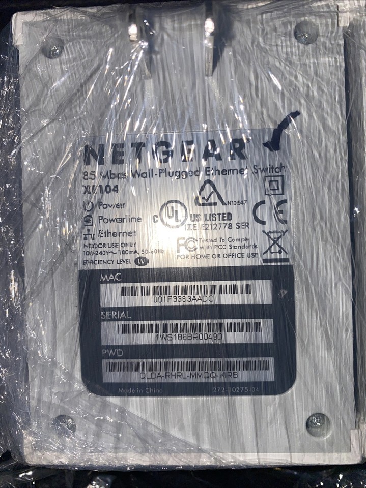 Netgear XE104 85 Mbps Powerline Wall Plugged 4-Port Ethernet Switch | eBay