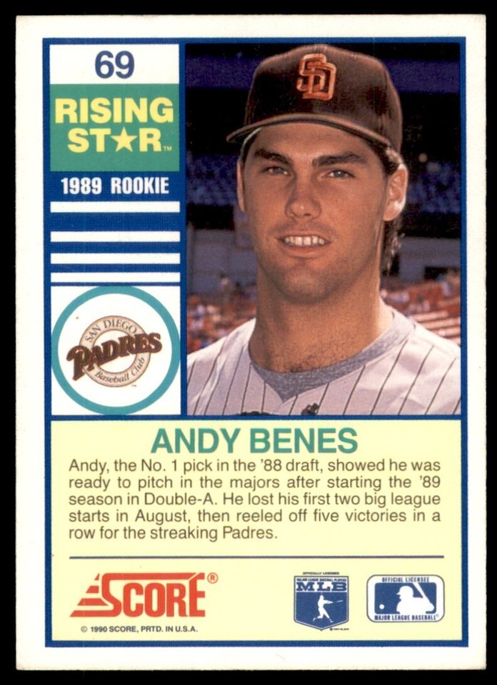1990 Score Rising Stars #69 Andy Benes | eBay