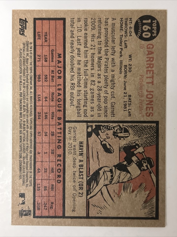Garrett Jones Autographed 2011 Topps Heritage #160 In Person N685 | eBay