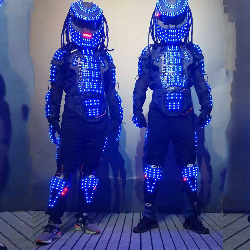 LED ROBOT COSTUME DJ PARTY SHOW HALLOWEEN COSPLAY GLOW FULL SUIT HELMET ...