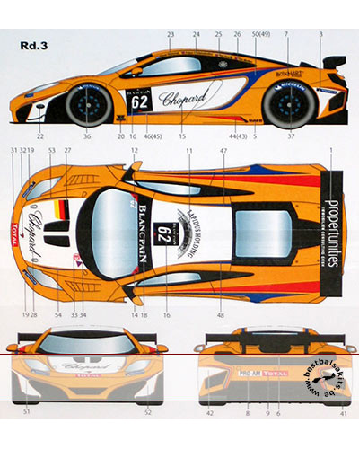 STUDIO 27 DECAL 1/24 MCLAREN MP4-12C LAPIDUS RACING #62 BLANCPAIN 2012 ...