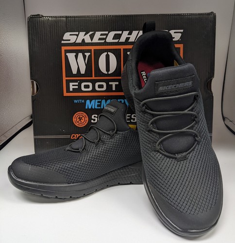 Skechers Women's Black Memory Foam Slip Resistant Relaxed Fit Work Shoe ...