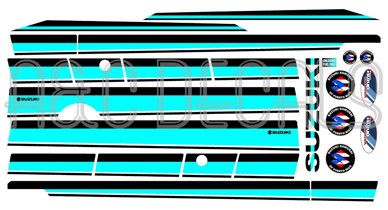 SUZUKI SAMURAI DECALS LINES STICKERS CALCOMANIAS GRAFICAS BLACK AND ...