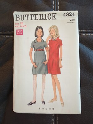4824 BUTTERICK 1960's Misses Fitted Straight Dress Sewing Pattern Size ...