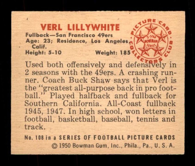 1950 Bowman - #108 Verl Lillywhite (RC) for sale online | eBay