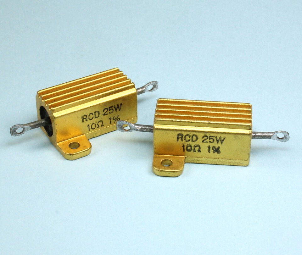 2pcs RCD 10 Ohm Ω 25 Watt 1% Wire Wound Aluminum Body Power Resistor ...