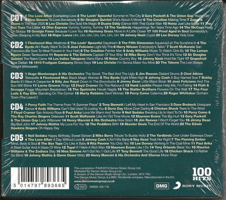 VARIOUS - 100 Hits: 60s Originals (5CD, Demon/Sony #DMGN 100 116 - UK ...