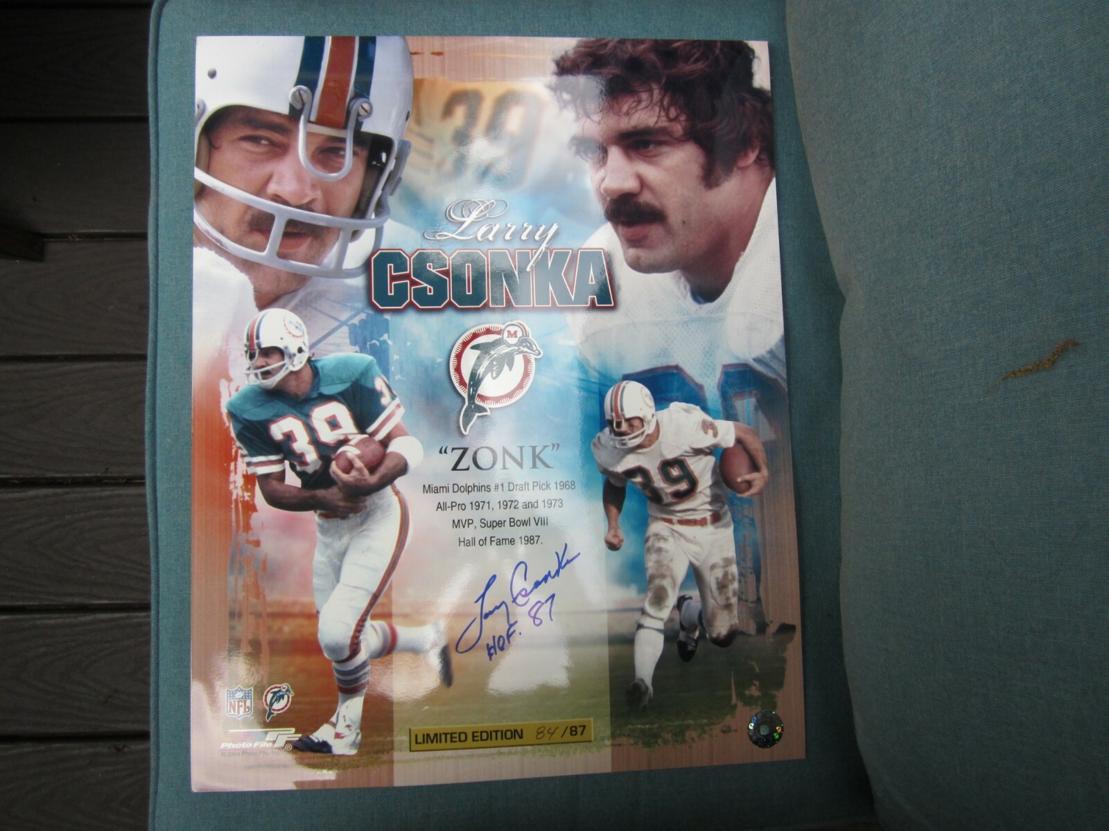 LARRY CSONKA AUTOGRAPH 16 X 20 PHOTO MIAMI DOLPHINS HOF 87 | eBay