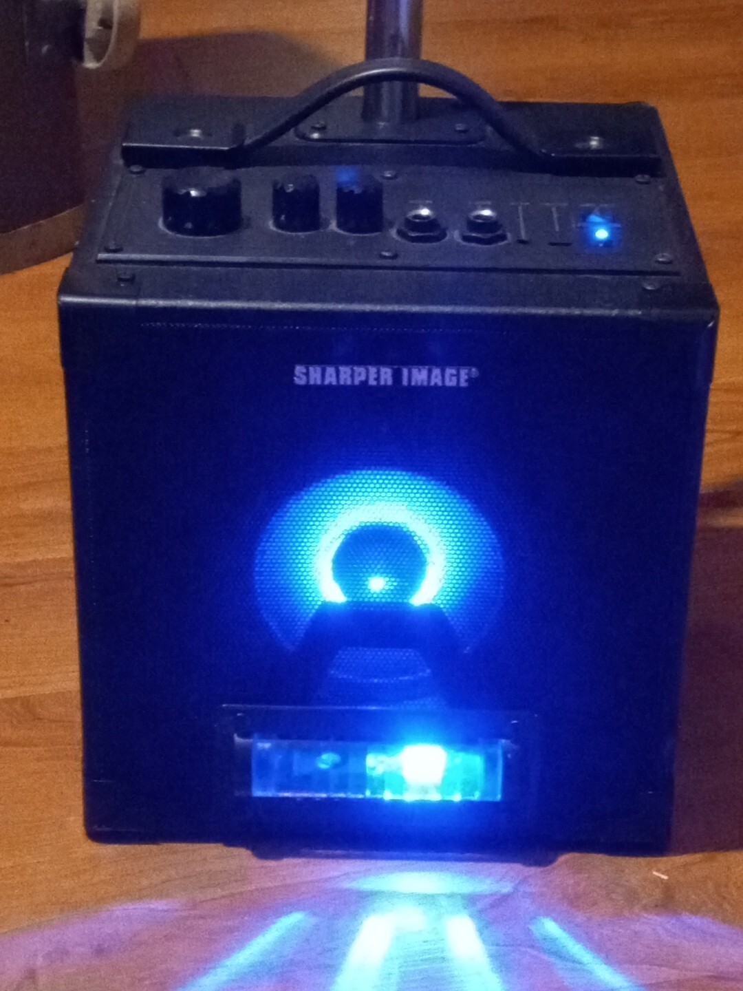 Sharper Image Rechargeable Disco Lights Karaoke Speaker With Microphone ...