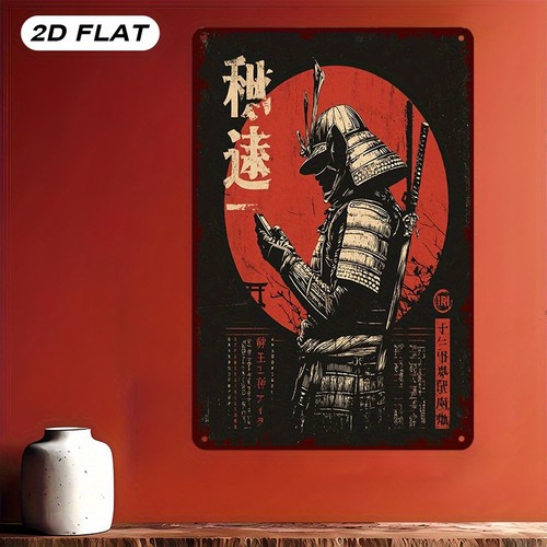 2D Flat, 1pc Vintage Japanese Samurai Metal Tin Sign - 8x12 Retro Wall ...