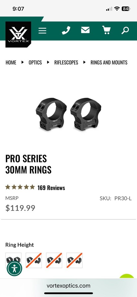 Vortex Pro Series 30mm Scope Rings Low .90” | eBay
