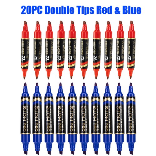 20pc Permanent Markers Set Blue Red Warehouse Work Markers Double Sided ...