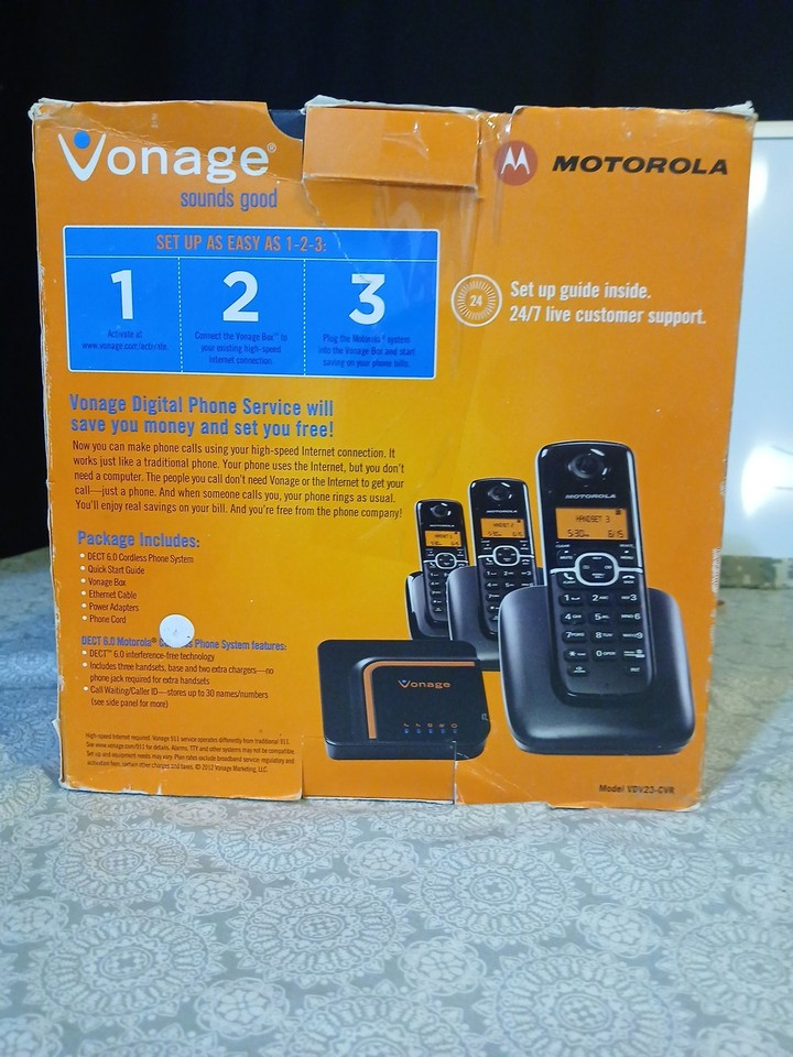 Vonage Whole House Phone Kit, Model VDV23-CVR Dect 6.0 Phone System New ...