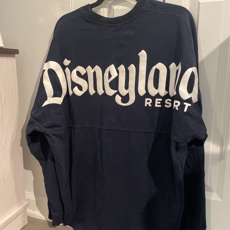 Disneyland Resort Sweater Large Navy Blue Spell Out Spirit Jersey Long ...