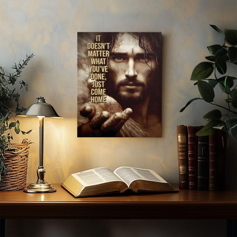 Inspirational Jesus Canvas Art: "Just Come Home" Quote, Christian Home ...