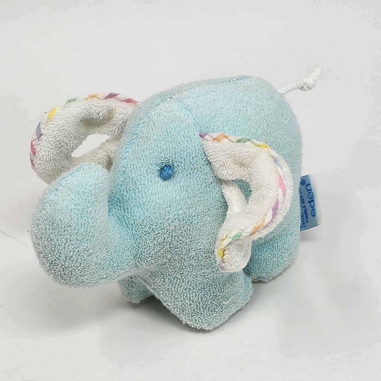 5" VINTAGE EDEN BABY BLUE ELEPHANT RATTLE TERRY CLOTH STUFFED ANIMAL ...