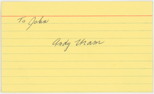 Andy Uram Football Hall of Fame Autographed Signed Index Card AMCo COA ...