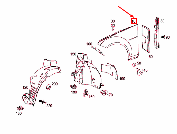 OEM Mercedes-Benz C W204 Front Right Fender A2048801418 Genuine for ...