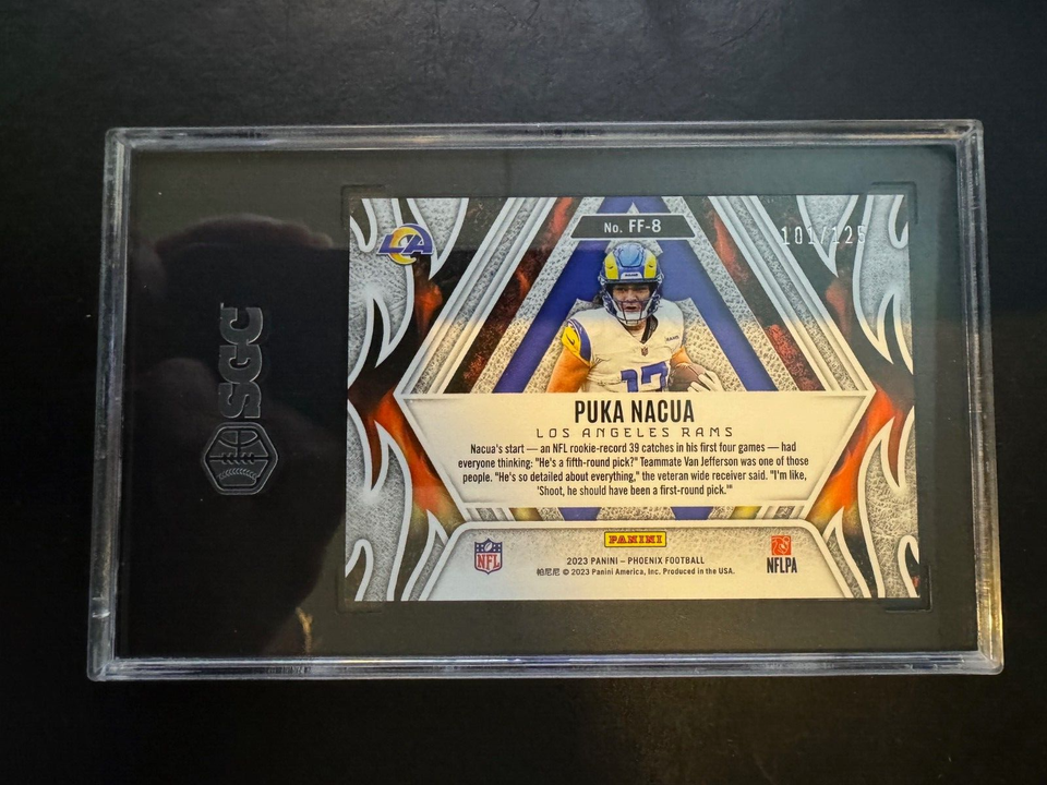2023 Phoenix Puka Nacua RC Fire Forged Purple FF8 Rams Rookie SGC 10 #d ...