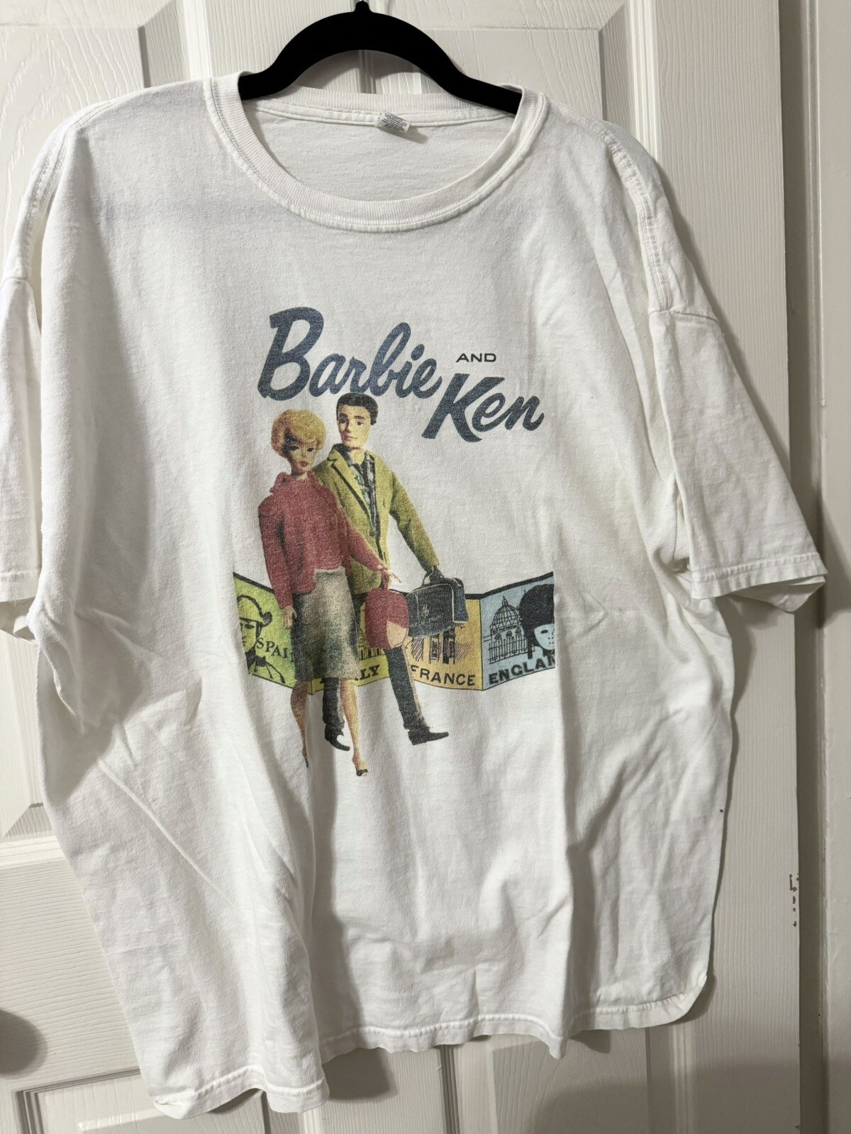Rare Vintage White Barbie & Ken Travel Europe T-Shirt… - Gem
