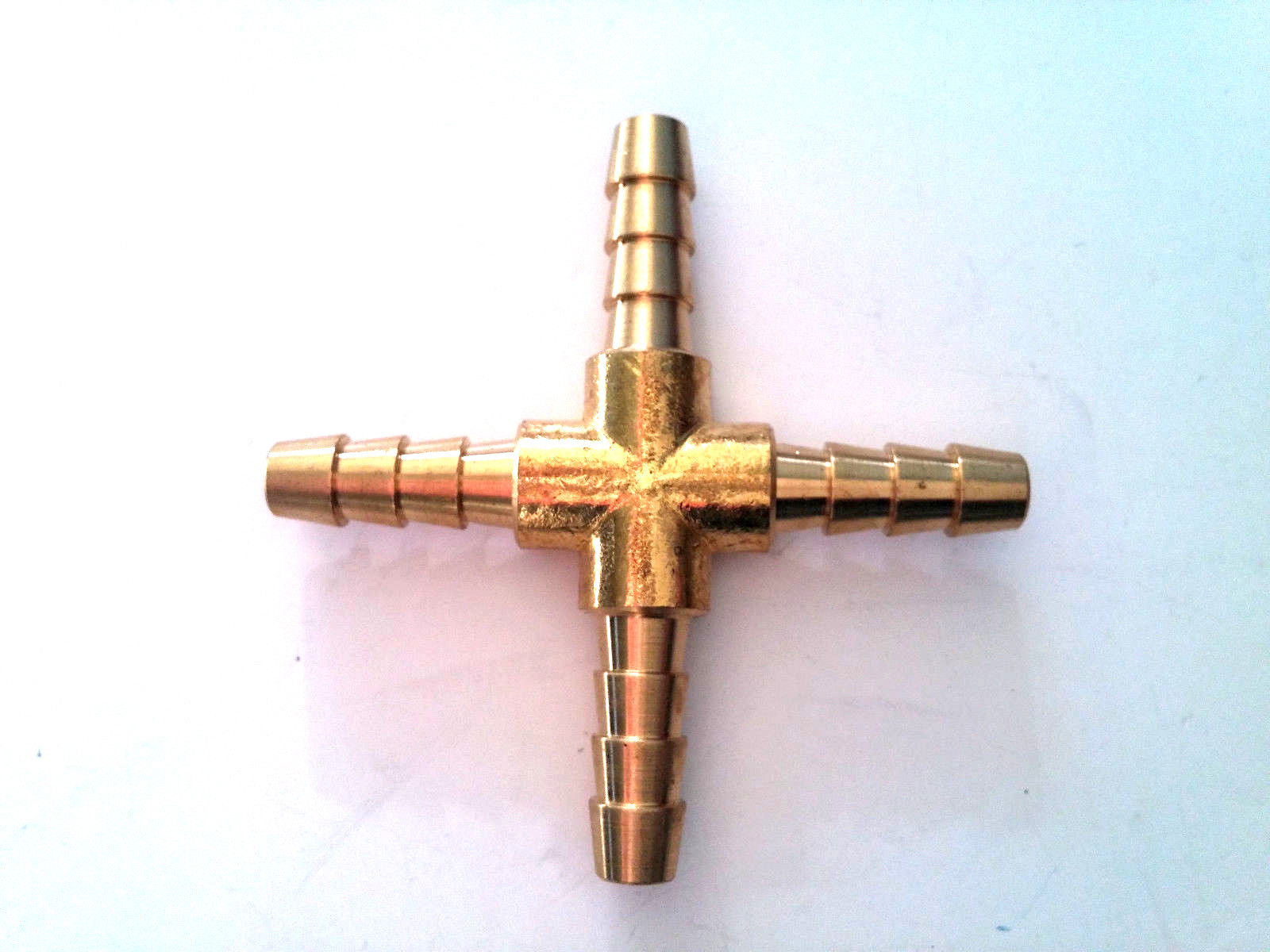 Machined Brass 4 Way Cross Joiner Fuel Hose Tee Connector Air Water Gas ...