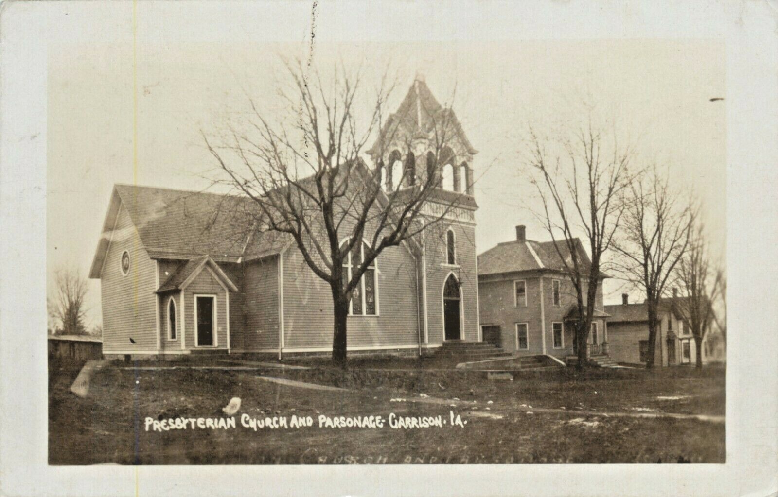 A View Of The Presbyterian Church & Parsonage, Garrison, Iowa IA RPPC ...