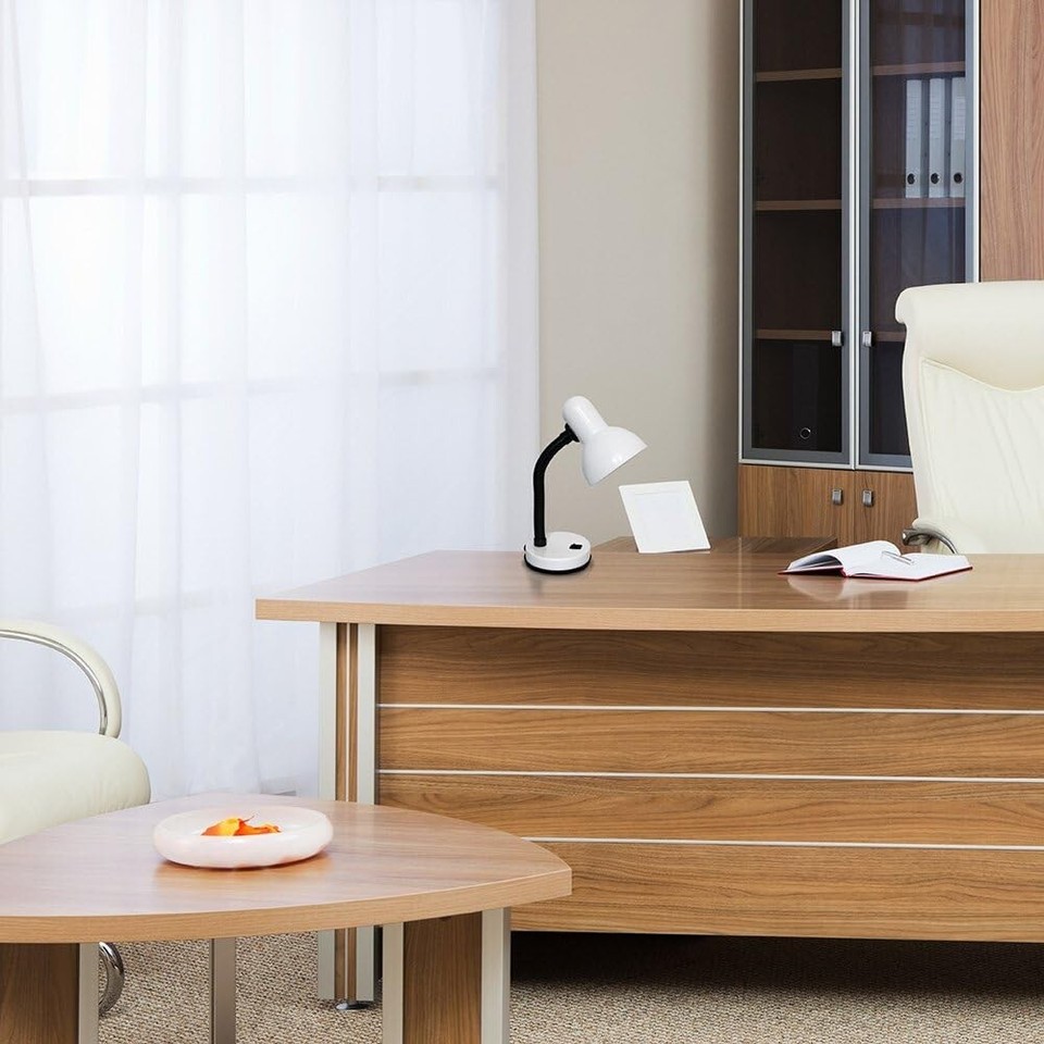 Simple Designs LD1003-WHT Basic Metal Desk Lamp with Single Pack, White ...