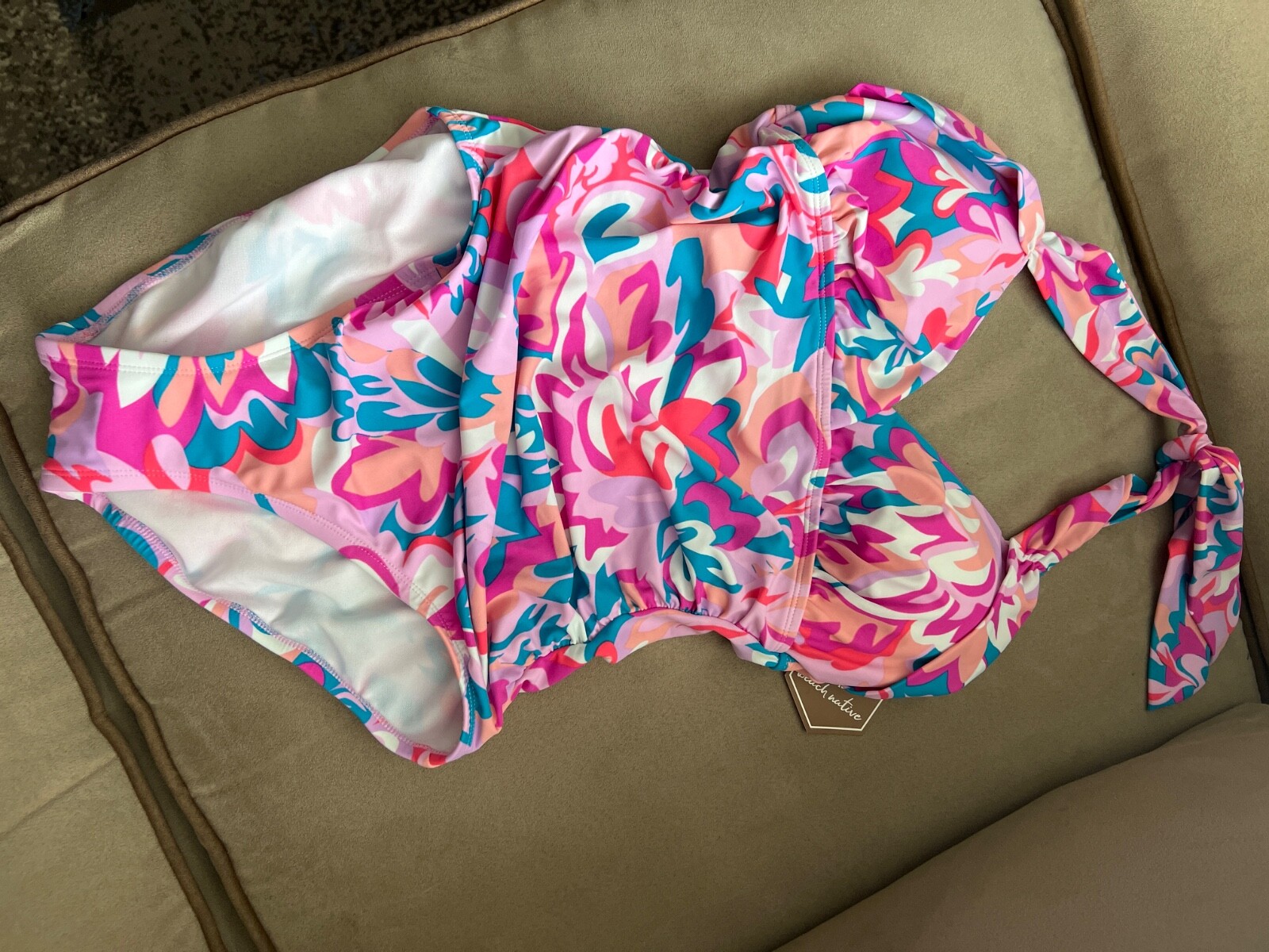 Beach Native floral multi color one piece women’s bathing suit size ...