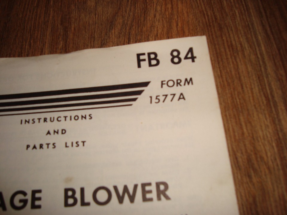 Gehl FB 84 Forage Blower Instructions And Parts List Form 1577A | eBay
