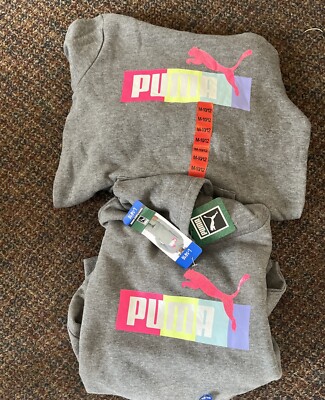PUMA FLEECE LINED PULLOVER HOODIE! KANGAROO POCKET! M 10/12 &L 14/16 | eBay