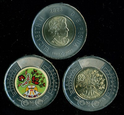 2023 Canada $2 Toonie Coin, Color/Non-color National Indigenous Peoples ...